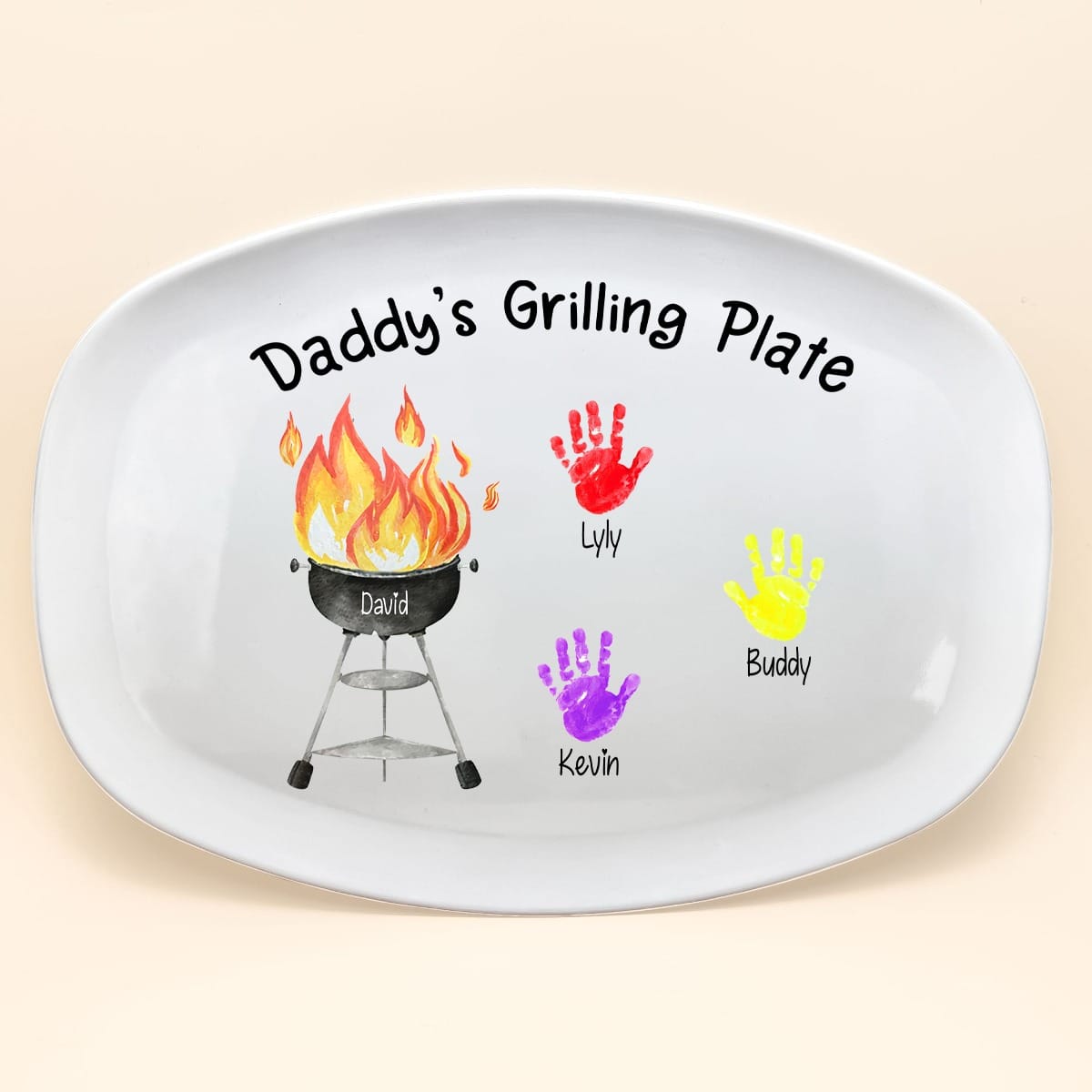 Daddys Grilling Plate Diy Personalized Handprint Grilling Plate, Custom ...
