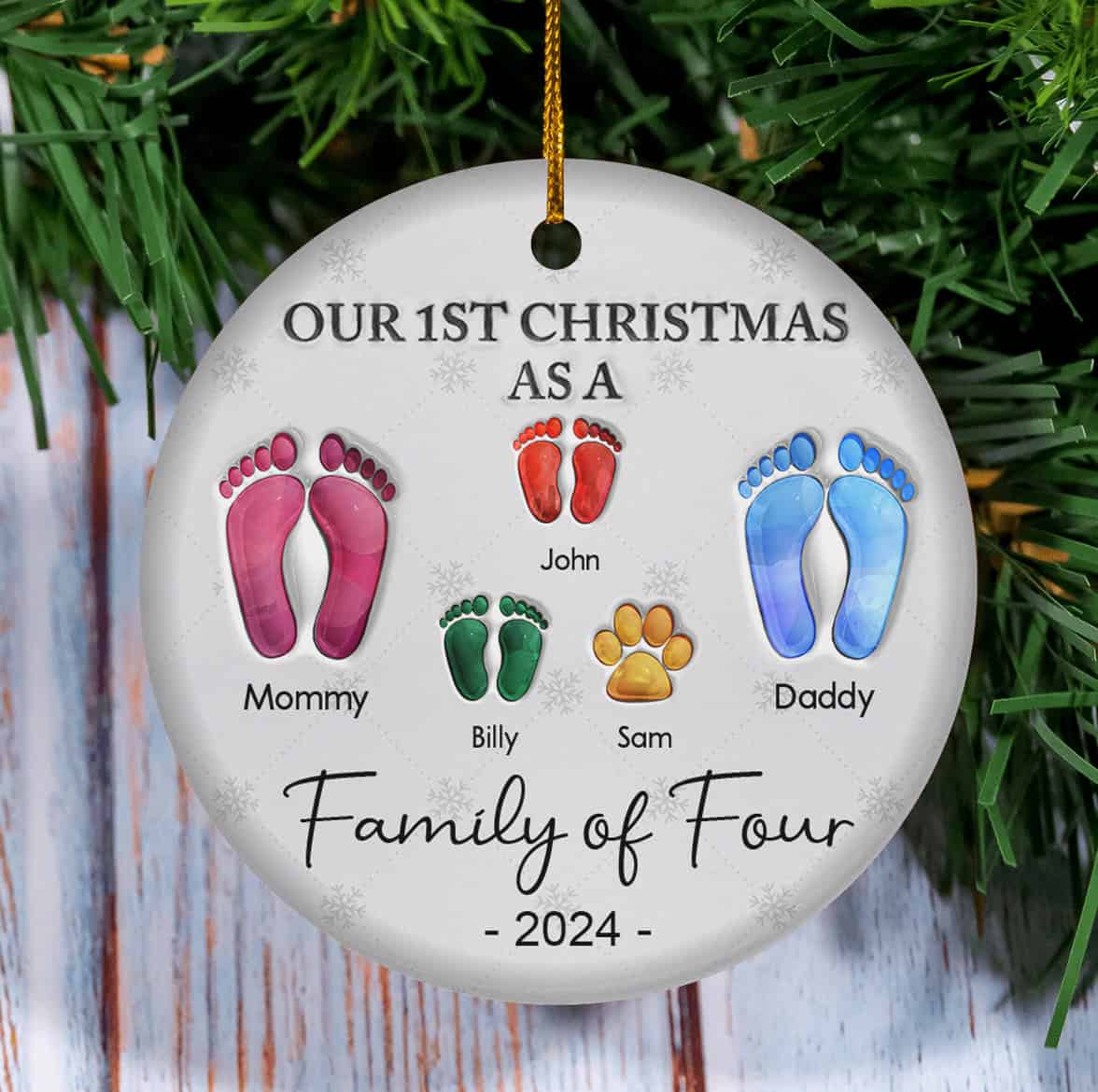 Family Of Four Christmas Ornament First Christmas As A Family Of Four ...